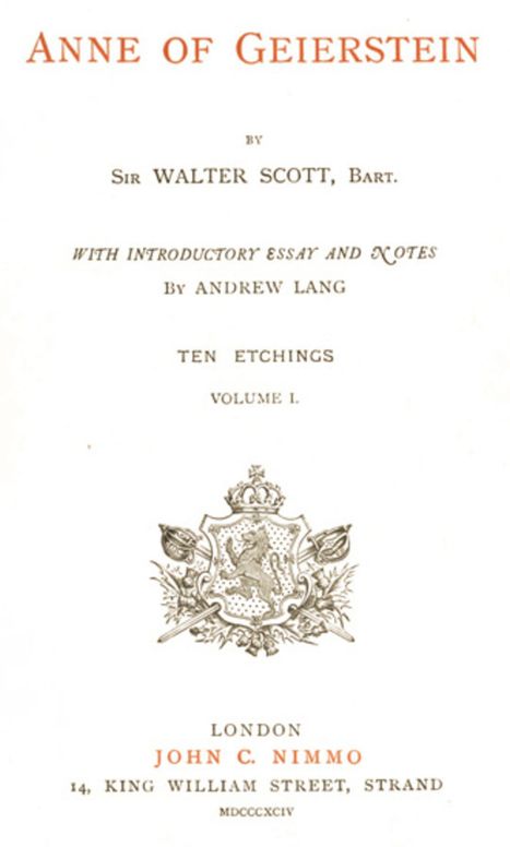 Anne of Geierstein, Volume I (of 2) The Maiden of the Mist by Walter ...